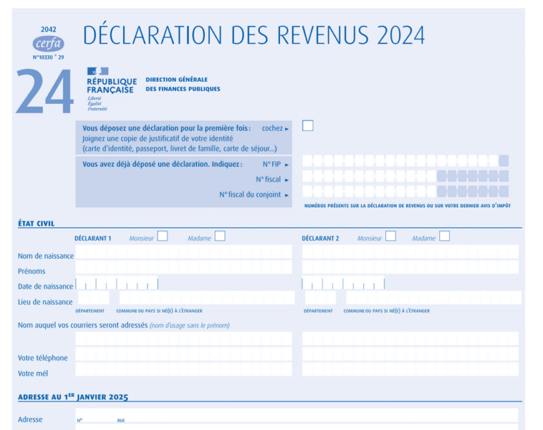 Modèle de Déclaration des Revenus : Formulaire 2042