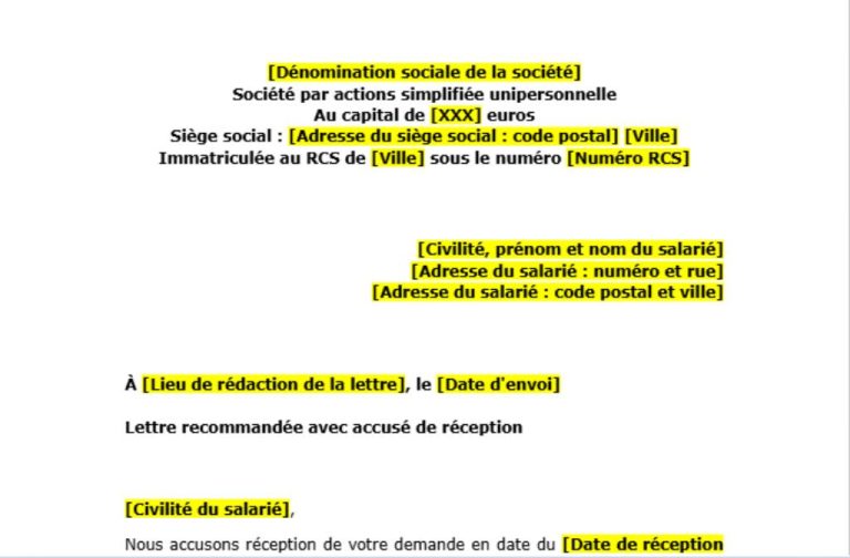 Modèle de lettre d’acceptation de congé parental